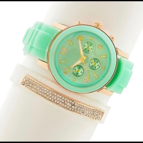 Accessories | Mint And Gold Watch | Poshmark